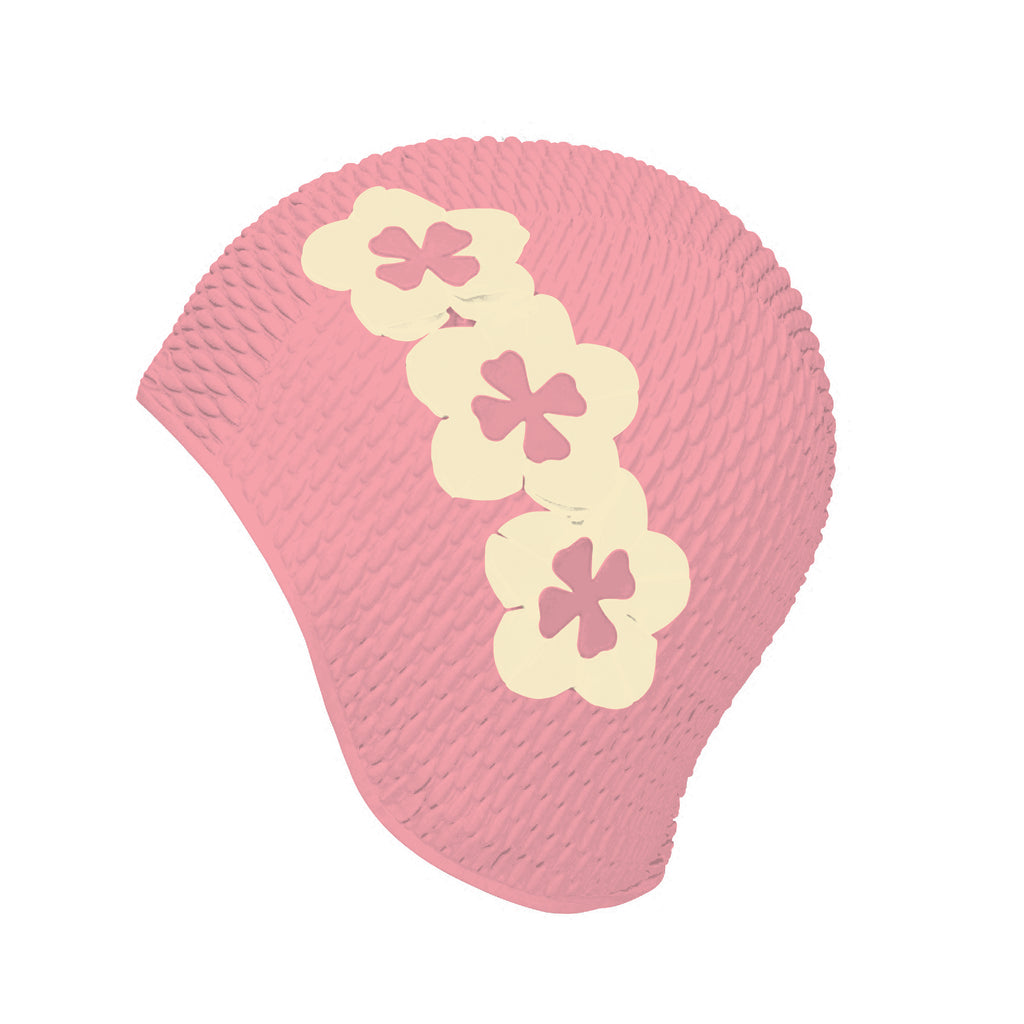 Retro floral swimming cap pink / white - KORES - THE NICE FLEET – The Nice Fleet